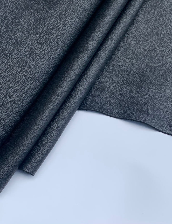 Black semi-matt pebbled cow leather 1.4-1.6mm | 4 oz | real natural hi ...